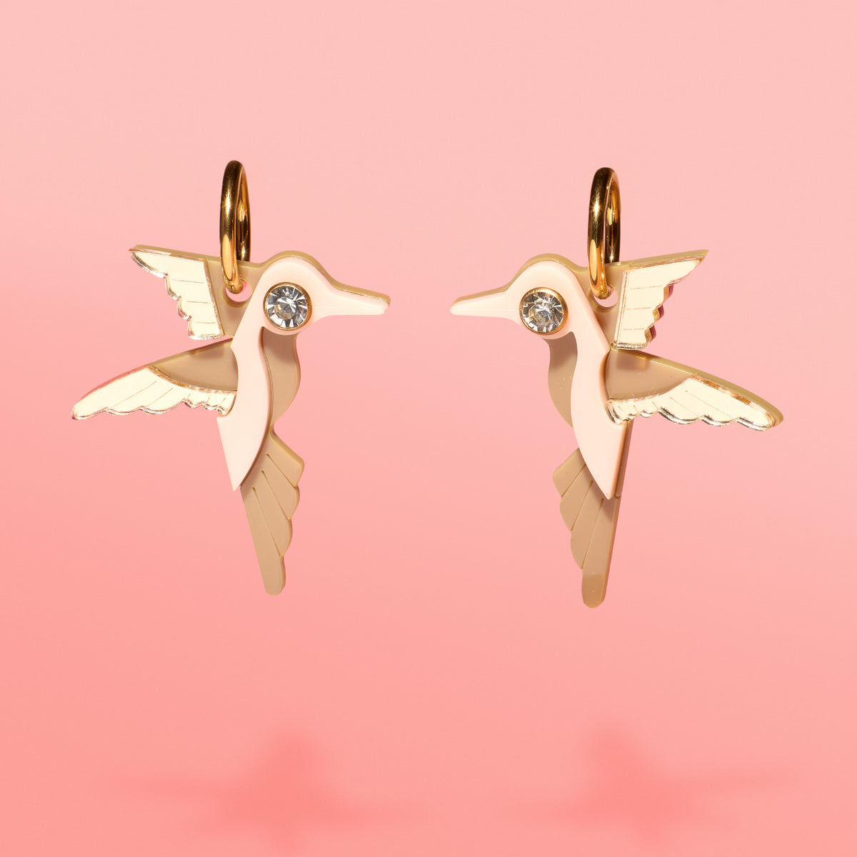 Hummingbird Hoop Earrings Beige + Gold – Tribeandtemple