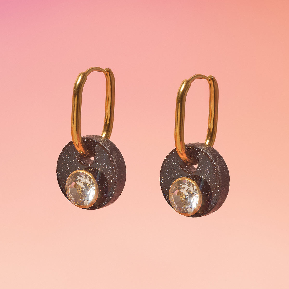 Deco Glam Medallion Oval Hoops Galaxy Water Resistant Hoop – Tribeandtemple